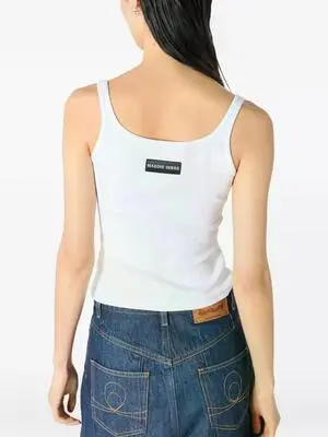 MARINE SERRE Moon-logo Ribbed Tank Top - White