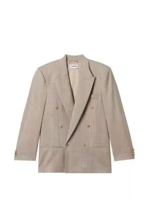 HED MAYNER Double-breasted Pinstripe Blazer - Neutrals