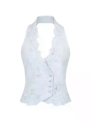 Ermanno Scervino Lace Halterneck Top - Blue