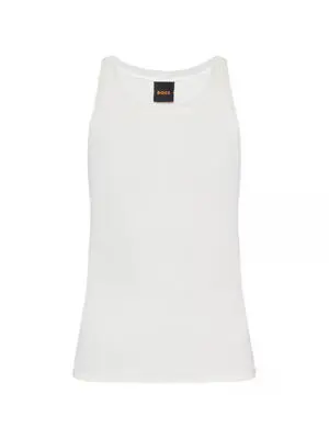 BOSS Embroidered Tank Top - White