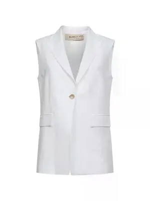 BLANCA VITA Button-flap Sleeveless Jacket - White