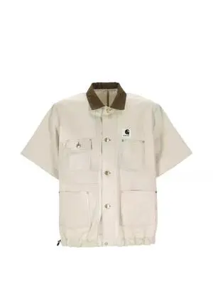 Sacai X Carhartt Wip Duck Corduroy-collar Shirt - Neutrals