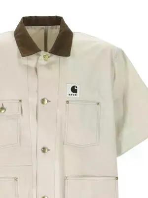 Sacai X Carhartt Wip Duck Corduroy-collar Shirt - Neutrals