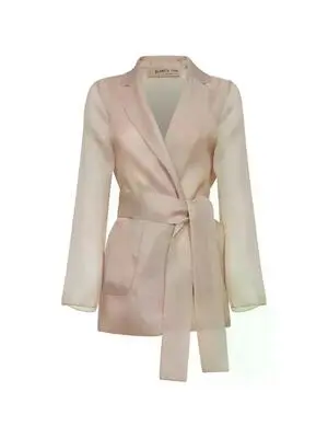 BLANCA VITA Lapel Belted Jacket - Neutrals