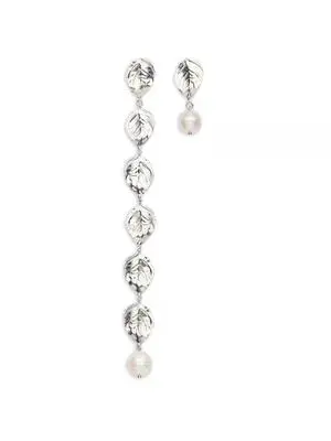 Magda Butrym Leaf Pearl Earrings - Silver