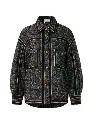EDWARD ACHOUR PARIS Button-up Contrast-trim Jacket - Black