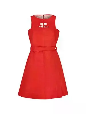 COURREGES Logo-detail Belted Dress - Red