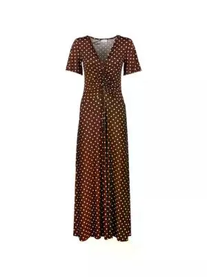 Marella Gathered Polka-dot Maxi Dress - Brown
