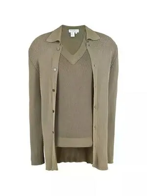 FERRAGAMO Ribbed Sweater Cardigan Set - Green