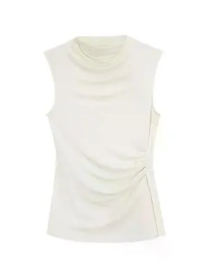 BOSS Cowl-neck Ruched Top - White