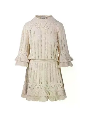 MARANT ETOILE Norma Ruffled Knitted Mini Dress - Neutrals