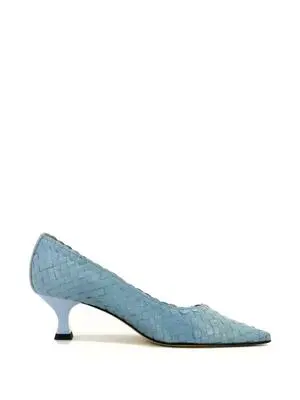 LA ROSE Carol Woven Pointed Pumps - Blue