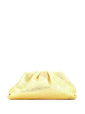 BOTTEGA VENETA The Pouch Crinkled Metallic Leather Clutch Bag