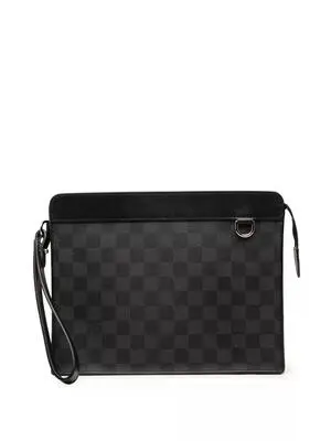 LOUIS VUITTON 2021-2026 Damier Graphite Standing Pouch Clutch Bag - Black