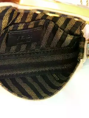 Fendi Chain Baguette Charm Zucca Embroidered Canvas Nano Crossbody Bag - Neutrals
