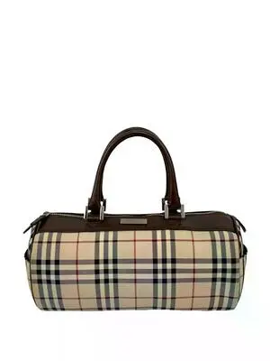 Burberry 2000-2017 House Check Canvas Barrel Handbag - Brown