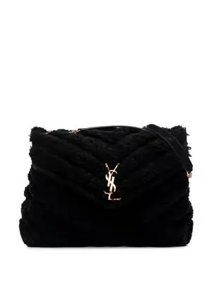 Saint Laurent 2022 Medium Shearling Loulou Shoulder Bag - Black
