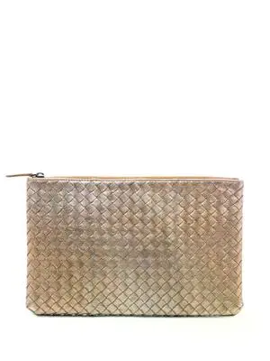 BOTTEGA VENETA 2012-2026 Metallic Grosgrain Intrecciato Clutch Bag