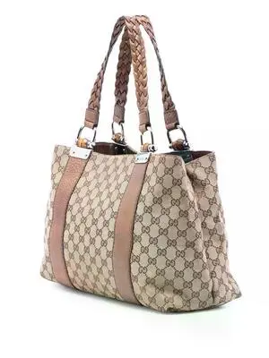 Gucci Gg Canvas Bamboo Libeccio Tote Bag - Brown