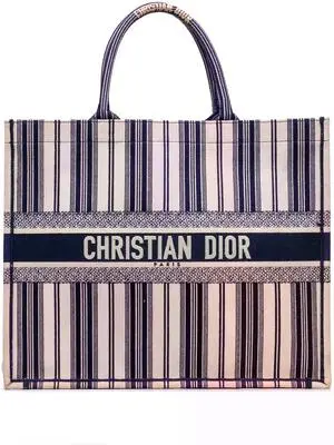 DIOR 2018 Large Canvas Striped Book Tote Bag