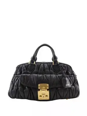 Miu Miu 2010-2020 Matelasse Nappa Bowler Bag Satchel - Black