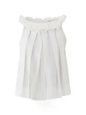 ELEH Ruffled Pleated Top - White