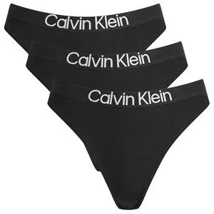 Calvin Klein Extra Soft Cotton Stretch Thong 3 Pack - Black