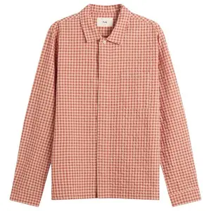Folk Patch Shirt - Red Oxide Textured Check