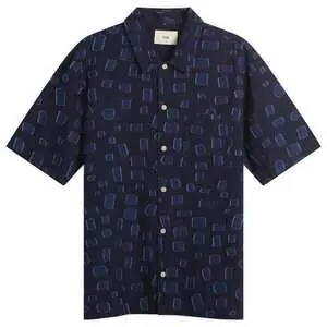 Folk Gabe Shirt - Indigo Irregular Dot