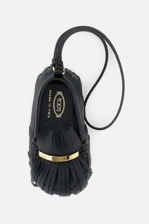 TOD'S Leather Gommino Baby Shoe Charm - Black