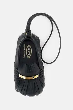 TOD'S Leather Gommino Baby Shoe Charm - Black