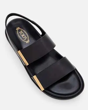 TOD'S Leather Sandals - Black