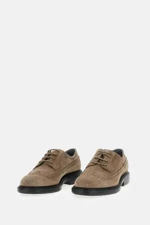 Hogan H704 Derby Shoes With Perforations - Grey