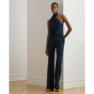 Ralph Lauren Charmeuse Tie-neck Halter Top