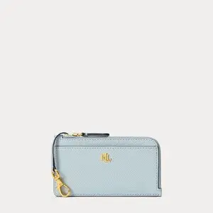 Ralph Lauren Textured Leather L-zip Card Case Alpine Blue