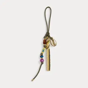 Ralph Lauren Beaded Leather Bag Charm - Basil Multi