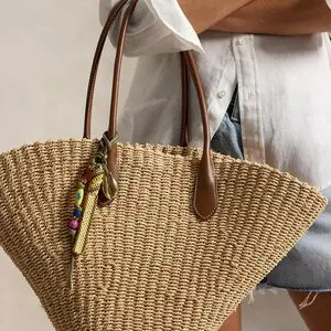 Ralph Lauren Beaded Leather Bag Charm - Basil Multi