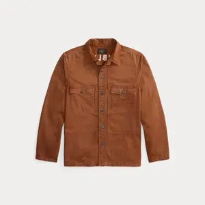 Ralph Lauren Embroidered Herringbone Twill Overshirt - Brick