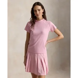 Ralph Lauren Ribbed Stretch-blend Mockneck - Light Pink