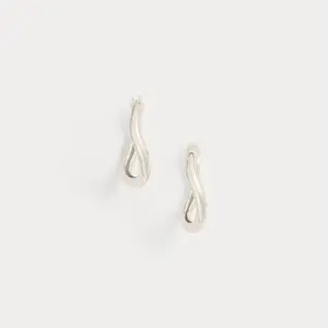 Ralph Lauren Sterling Wavy Huggie Earrings - Silver