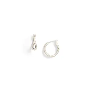 Ralph Lauren Sterling Wavy Huggie Earrings