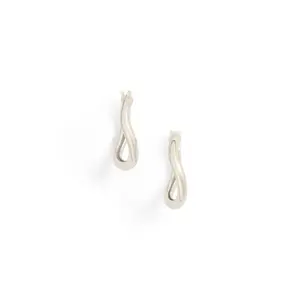 Ralph Lauren Sterling Wavy Huggie Earrings