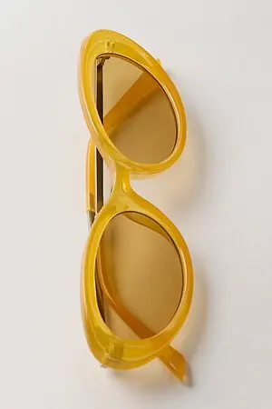 Free People Mae Oval Sunglasses - Soft Lemon