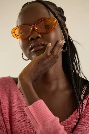 Free People Mae Oval Sunglasses - Tangerine Crush