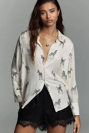 Rails Saige Buttondown Top - Neutral Pattern