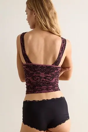 Free People Intimately Seamless Lace Tank Top - Plum Shadow