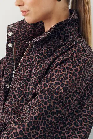 Daily Practice Leopard Print Funnel Neck Jacket