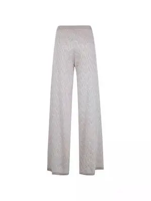 D.exterior Chevron-knit Wide-leg Trousers - Neutrals