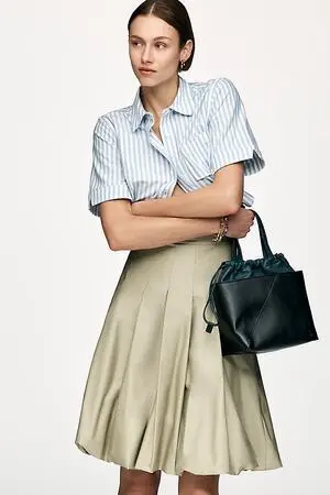 MARE MARE Cotton Pleated Bubble-hem Midi Skirt