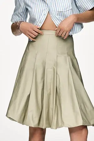MARE MARE Cotton Pleated Bubble-hem Midi Skirt